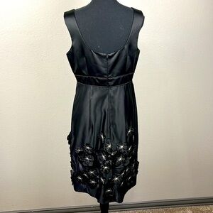 Chetta B | Dresses | Chetta B Dress Black Satin Floral Applique Square ...